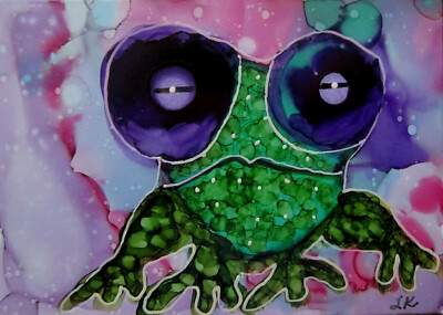 5x7" art PRINT cool toad purple eyes colorful by Lynne Kohler | eBay