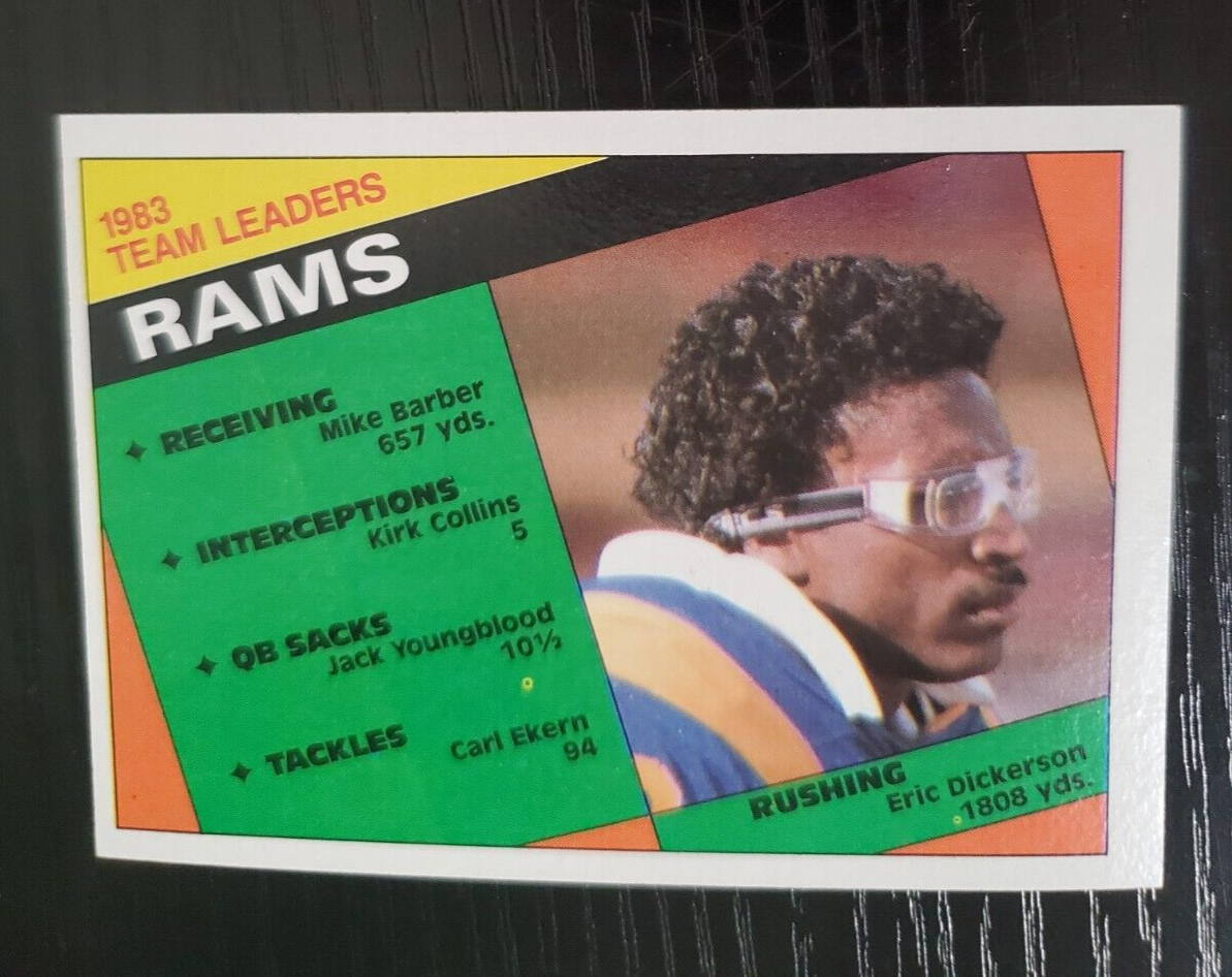 1984 Topps ERIC DICKERSON Rookie Los Angeles Rams Team Leaders card ...