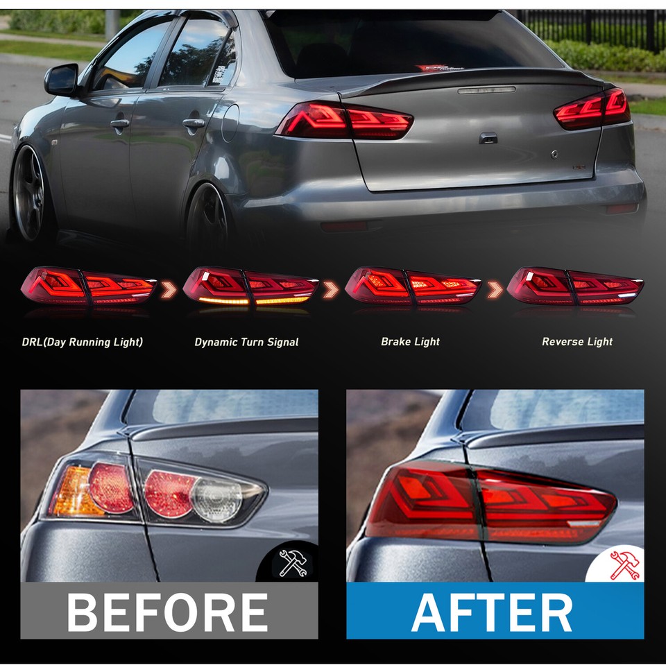 LED Tail Light For Mitsubishi Lancer EX 2008-2017 CJ EVO Red Dynamic ...
