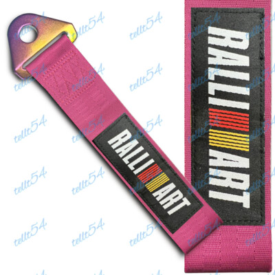 Pink / Neo Chrome Bumper Tow Hook High Strength Ralliart Tow Strap ...