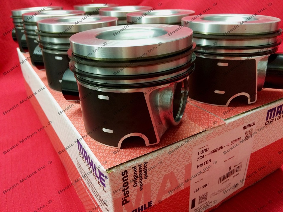 Ford 6.4 6.4L Powerstroke Diesel MAHLE Pistons set 8 +Rings 2008-10 ...