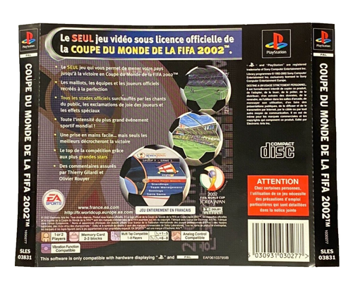 Jaquette Arriére Coupe du Monde Fifa 2002 Ps1 Jeu Front Cover ...