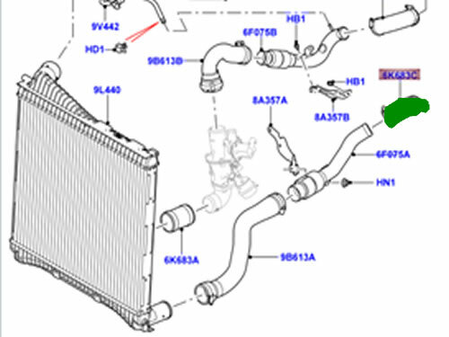 GENUINE LAND ROVER TURBOCHARGER OUTLET HOSE LR4 SPORT 3.0L DIESEL ...