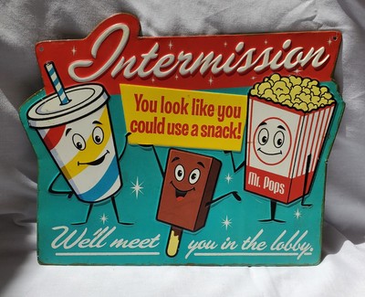 Collectible wallhanging Tin 'Intermission ' vintage movie theme | eBay