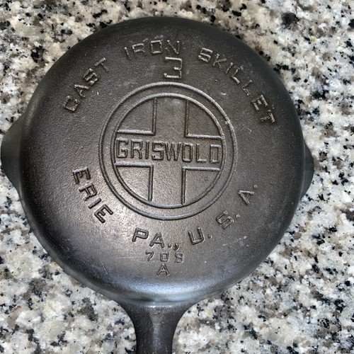 Griswold #3 Vintage Restored Cast Iron Skillet - Large Block Logo 709A ...
