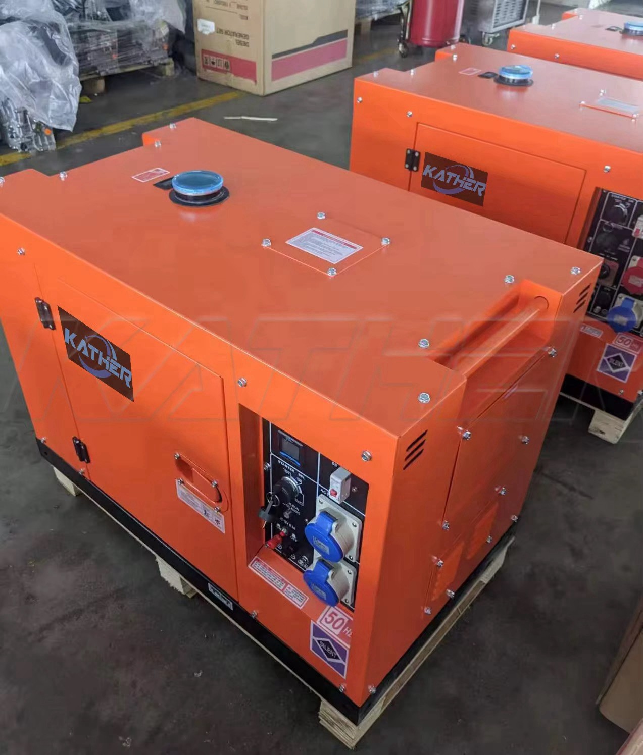 Kather Stationary Single Phase Industrial Generator Silent Type White ...