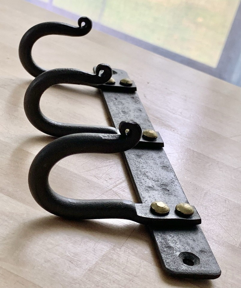 FABULOUS HEAVY WROUGHT IRON TRIPLE HOOKS!! | eBay