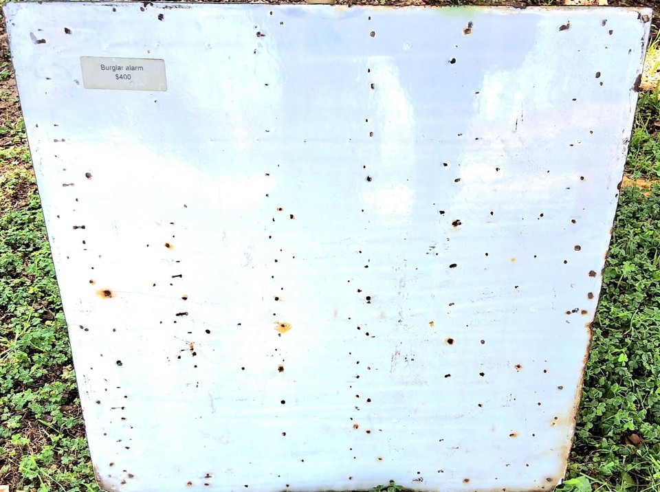 Early 1900s O.B McClintock Company 20" X 20" metal Burglar Alarm sign ...