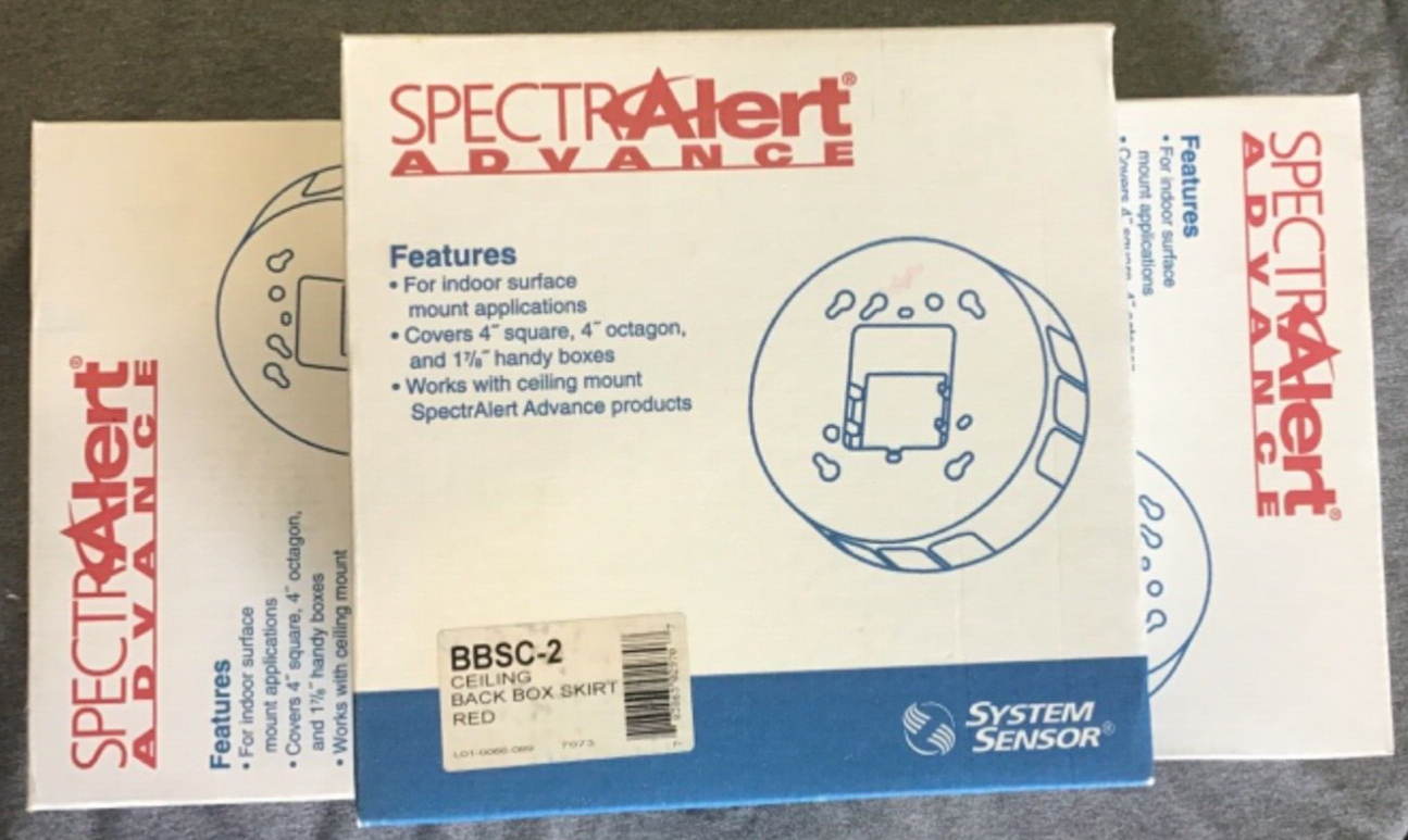 Lot of 12 System Sensor Ceiling Mount Red Back Box Skirt BBSC-2 ...