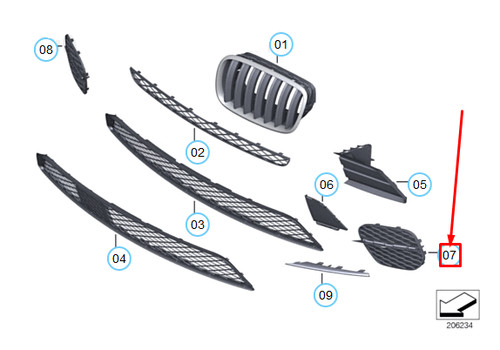 NEW BMW X5 E70 FRONT BUMPER LEFT OPEN GRILLE 51117222857 7222857 ...