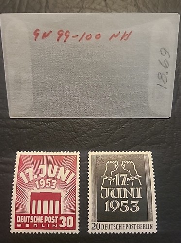 Germany Berlin 9N99-100 MNH OG 1953 Arms Breaking Chains DDR Workers ...