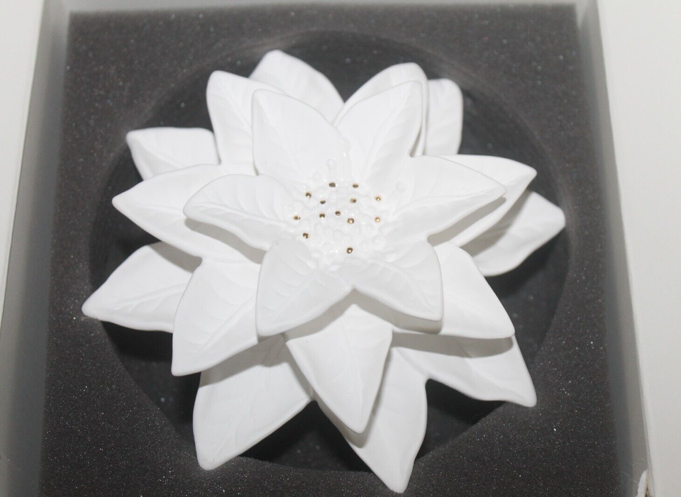 Inspire Me Snowcap Porcelain Poinsettia Diffuser & Oil Christmas White ...
