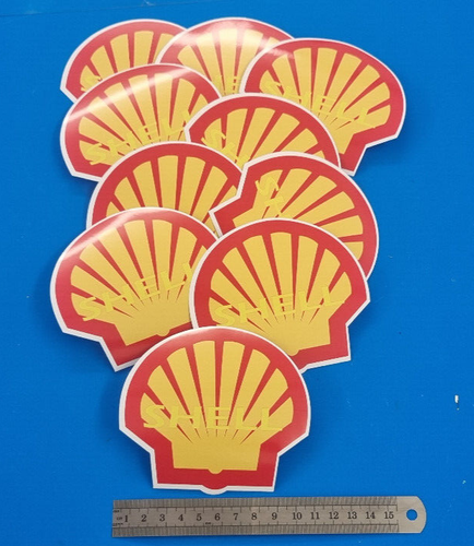 X 5 SHELL GASOLINE OIL Decal Sticker printed in 7 year vinyl indoor ...