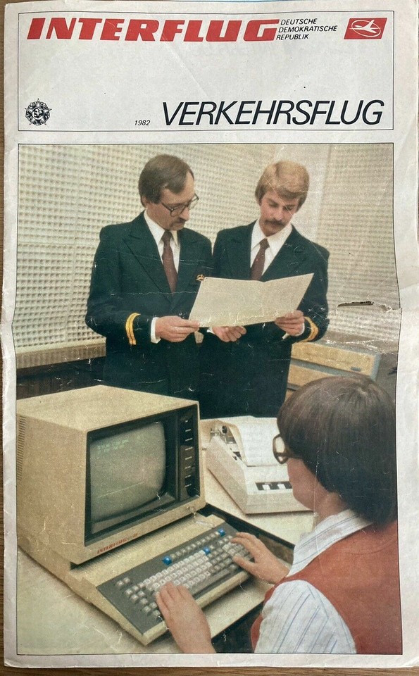 1982 INTERFLUG EAST GERMAN AIRLINES BROCHURE IL62 TU134 MALEV AEROFLOT ...