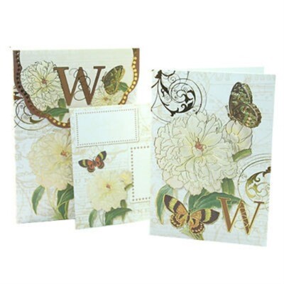 PUNCH STUDIO FLORAL MONOGRAM POUCH NOTE CARDS- #56976W (W) | eBay