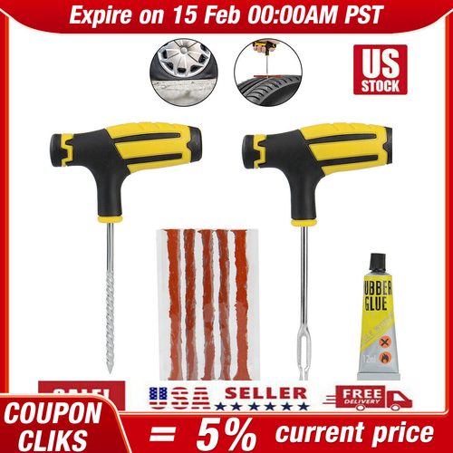 Car Tubeless Tyre Tire Puncture Repair Plug Repair Kits Needle Patch ...