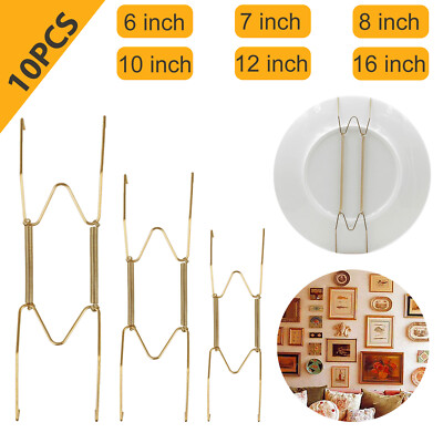 10/12pcs Golden Spring Plate Wire Hanger for 6"-16" Plates Display Wall ...