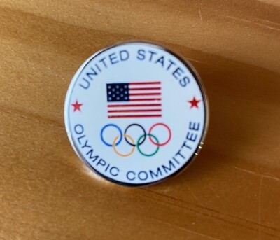 White Round United States Olympic Committee NOC Lapel Pin Aminco - New ...