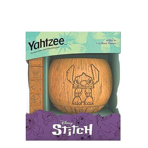 YAHTZEE: Disney Stitch | Collectible Stitch Tiki Style Dice Cup Dice ...