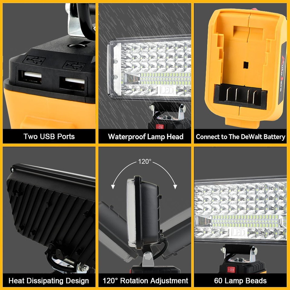 Makita Tools Cordless LED Work Light For Dewalt 18/20V Battery,90W ...