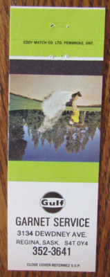 GARNET GULF GAS STATION MATCHBOOK COVER: REGINA, SASKATCHEWAN ...