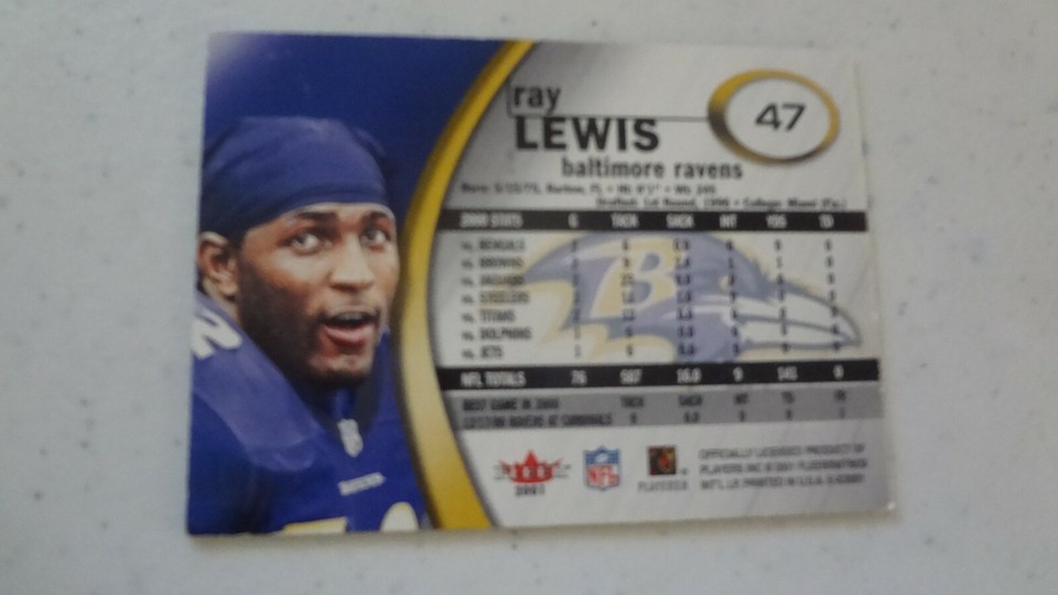 2001 FLEER eX # 47 RAY LEWIS FOOTBALL CARD | eBay