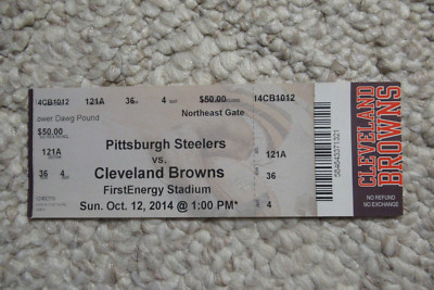 CLEVELAND BROWNS VS PITTSBURGH STEELERS 10/12/2014 FULL TICKET~ BEN ...