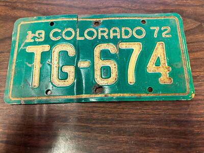 Vtg Original 1972 Colorado Motorcycle License Plate TG-674 Harley ...