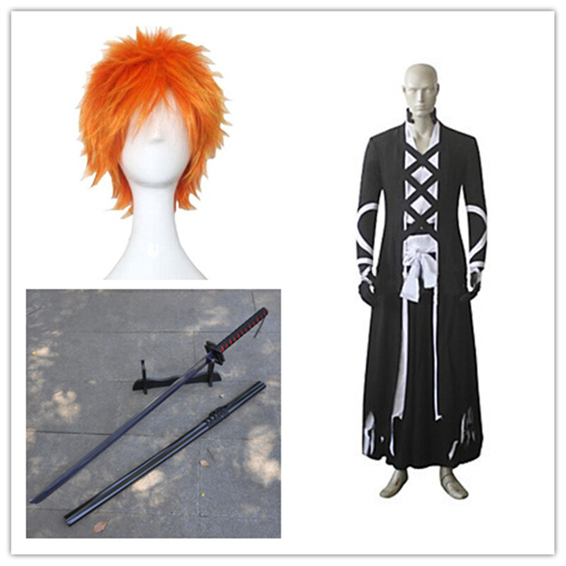 Bleach Ichigo Kurosaki New Bankai Cosplay Costume Outfit +Wig+Weapon ...
