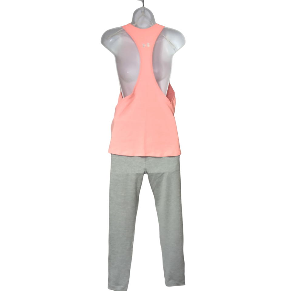 AVIA UNDER ARMOUR Outfit Silver Leggings Coral Racerback Top Tank Size ...