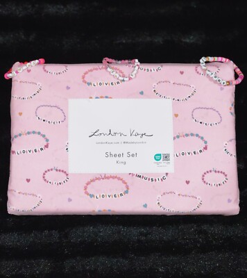 Taylor Swift SWIFTY BRACELET Sheet Set Pink KING Friendship Swiftie ...