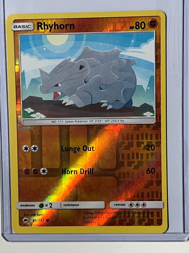 Rhyhorn 65/147 Reverse Holo SM Burning Shadows Pokemon TCG Card NM | eBay