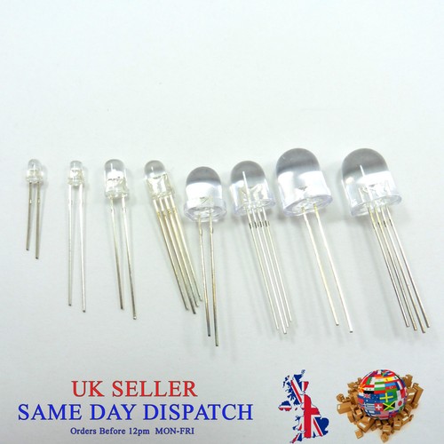 Clear LED Diode Ultra Bright Light Emitter 3mm/5mm/8mm/10mm Round Top ...