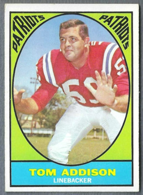 Tom Addison Boston Patriots 1967 Topps Card #5 Card EX | eBay