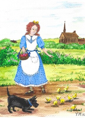 ACEO PRINT OF PAINTING RYTA SCOTTISH TERRIER SCOTTIE EASTER Folk Art ...