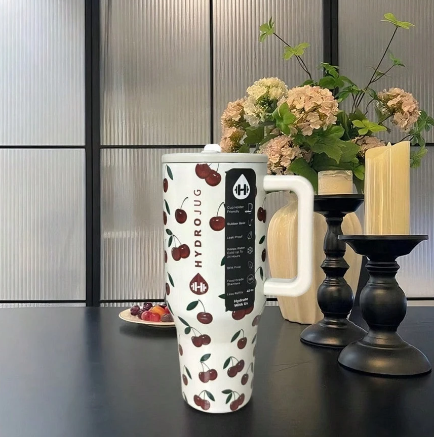 HydroJug 40 oz White Cherry Tumbler With Handle Insulated | eBay UK