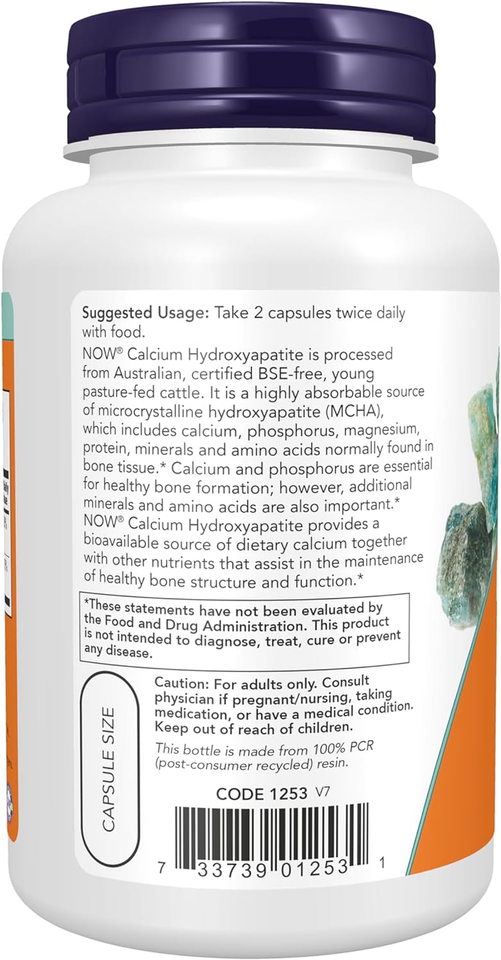 NOW Supplements, Calcium Hydroxyapatite Caps, Supports Bone Health ...