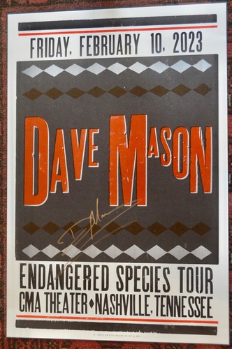 Dave Mason Autographed Hatch Show Print Poster CMA Theater Nashville 2 ...
