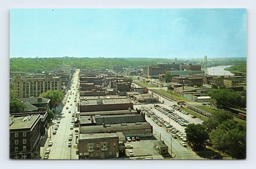 Birds Eye View Downtown Moline IL Illinois LeClair Hotel UNP Chrome ...
