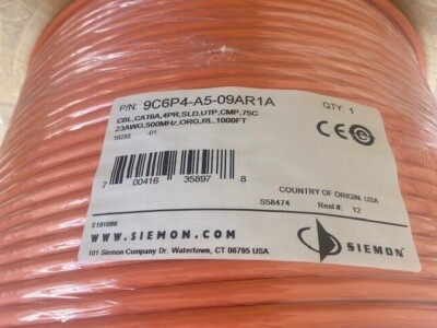 9C6P4-A5-09AR1A - Category 6A Cable, Plenum, 23 AWG, Non Shielded, PVC ...