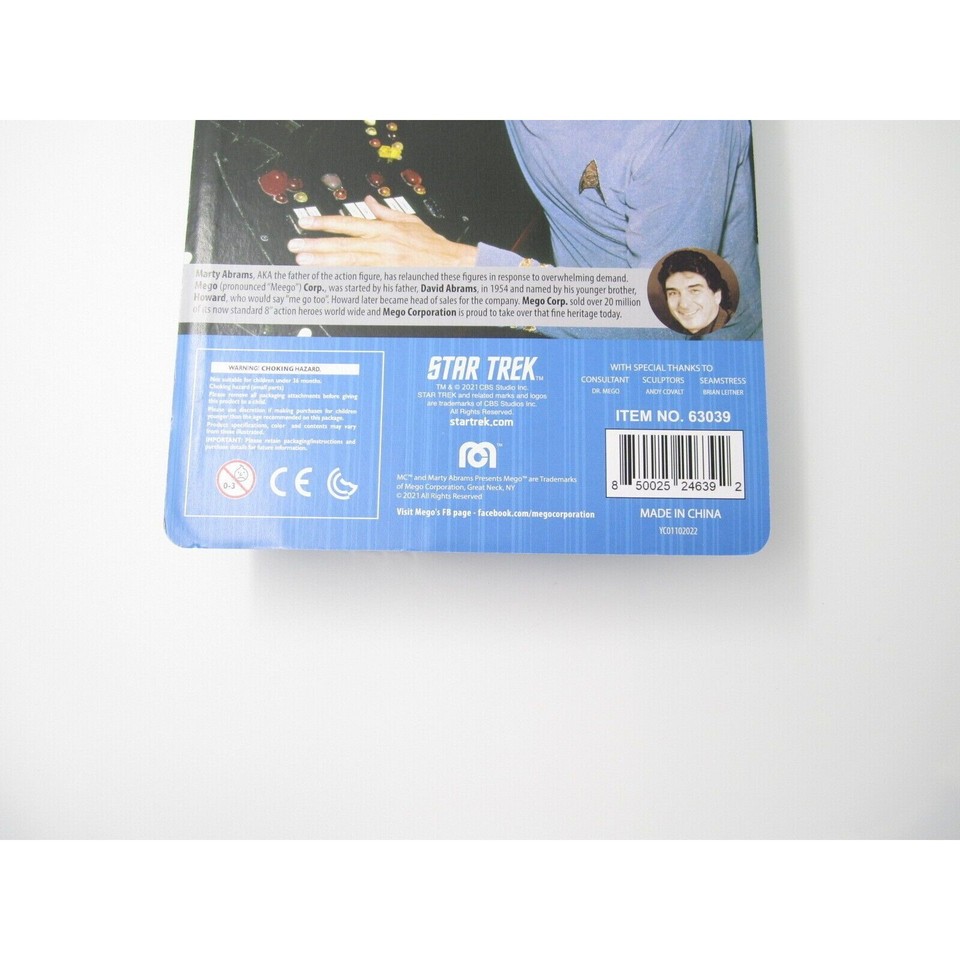 New Sealed 2021 Topps x Mego Mr. Spock Star Trek 8 Inches Action Figure ...