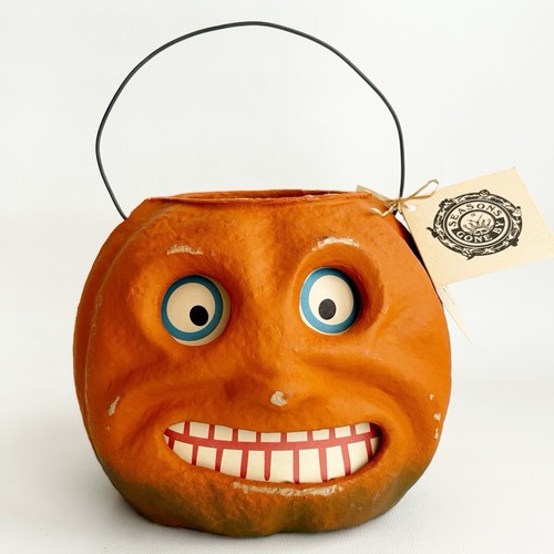 Vintage Halloween Seasons Gone By Paper Mache JOL Banjo Smile Pumpkin ...