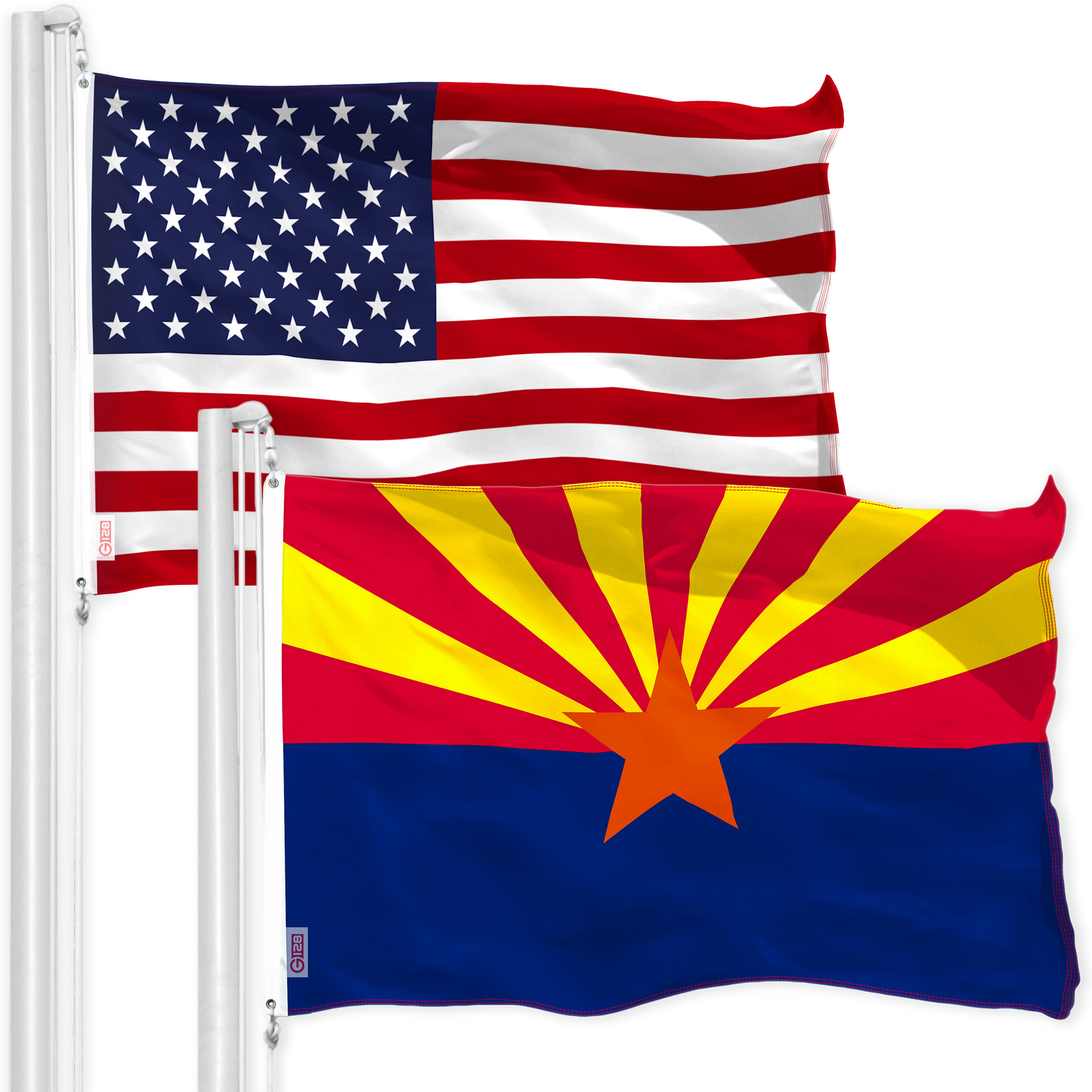 USA American & Arizona AZ State Flag 3x5FT Combo Printed 150D Polyester ...