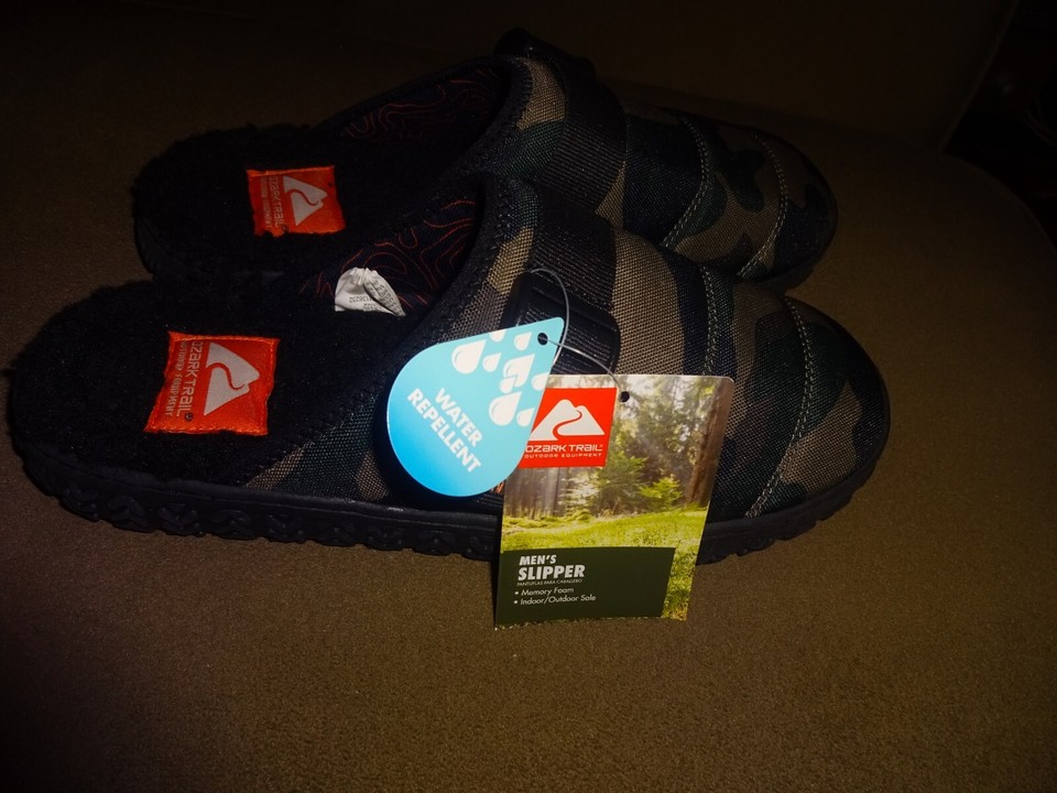 OZARK TRAIL Men's Camp Scuff Slippers Shoes Camo Water Repellent Size 7 ...