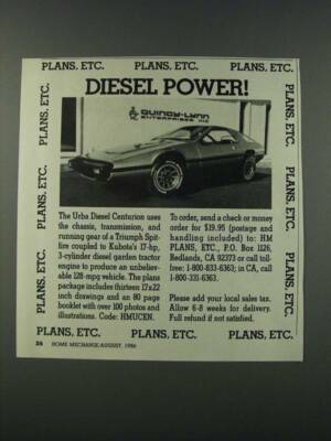1986 Plans, Etc. Urba Diesel Centurion Car Ad - Diesel Power! | eBay