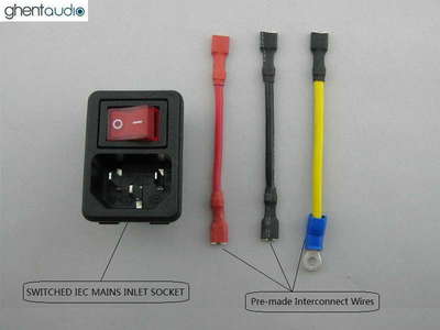 Rocker Switched IEC Mains Inlet Socket & pre-made wires for Audio ...