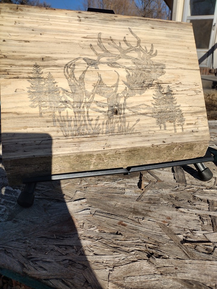 Solar pyrography wood burning elk mountains wildlife outdoors | eBay