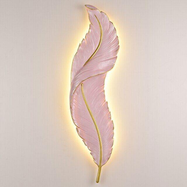 LED Feather Wall Lamp Resin Lamp Bedroom Wall Hallway Home Decor Indoor ...