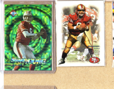 Steve Young-2 Card Lot-1995 Edge Tech Green+2000 SkyBox Dominion-49ers ...