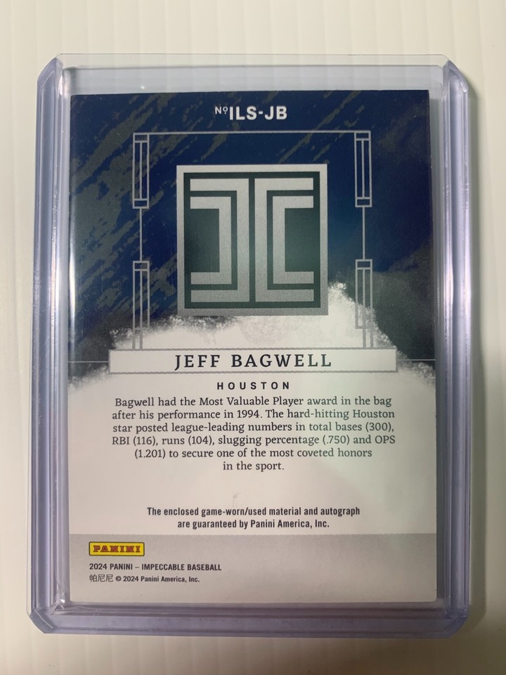 2024 Panini Impeccable Baseball Jeff Bagwell Lumber Signatures Auto /25 ...